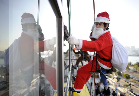 Member Highrise Cleaning Crew Dressed Santa Editorial Stock Photo ...