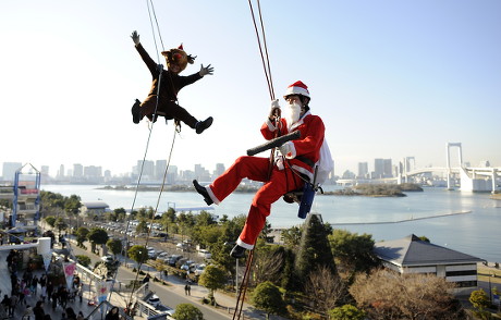 Members Highrise Cleaning Crew Dressed Santa Editorial Stock Photo ...