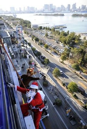 Members Highrise Cleaning Crew Dressed Santa Editorial Stock Photo ...
