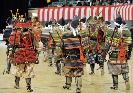 Samurai Warriors Seen Kagamibiraki Japanese Traditional Editorial Stock ...