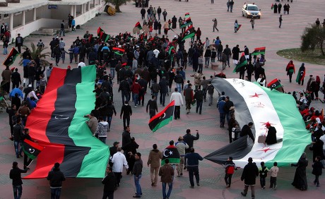 Libyans Hold Their New National Flag Editorial Stock Photo - Stock ...