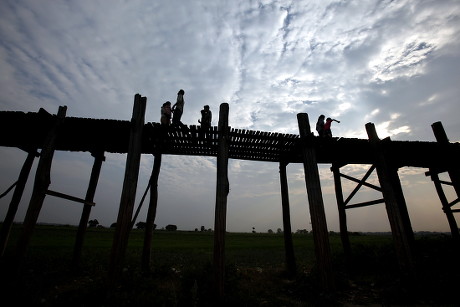 Myanmar People Walk On U Pain Editorial Stock Photo - Stock Image ...
