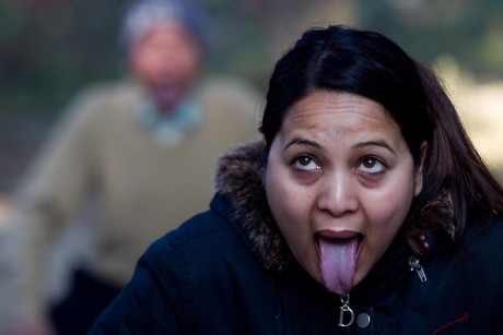 Young Nepalese Gilr Does Singasan Lion Editorial Stock Photo - Stock ...
