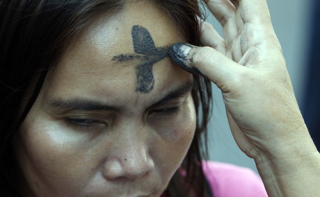 Filipina Receives Cross Ash On Her Editorial Stock Photo - Stock Image ...