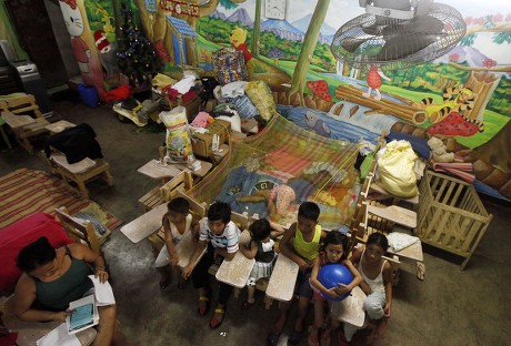 Filipino Flood Victims Rest Inside Classroom Editorial Stock Photo ...