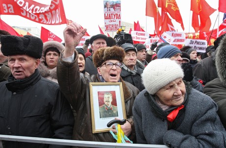 Supporter Russian Communist Party Holds Portrait Editorial Stock Photo ...