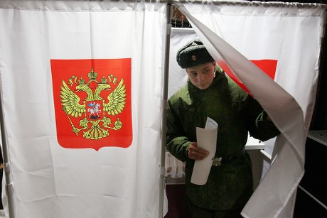 Russian Serviceman Leaves Voting Booth Cast Editorial Stock Photo ...
