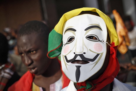 Senegalese Anti Government Demonstrator Wears Mask Editorial Stock ...