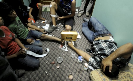 Bahraini Protesters Treat Their Injuries Safe Editorial Stock Photo ...