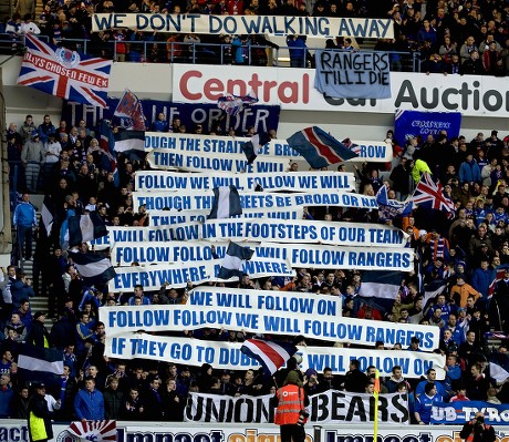 Supporters Glasgow Rangers Hold Banners Before Editorial Stock Photo ...