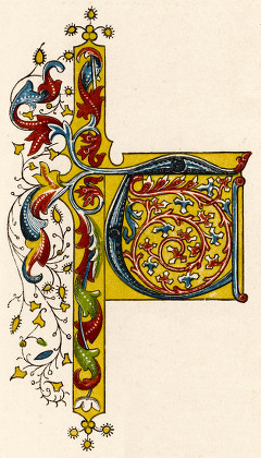 Illuminated Letter T Medieval Style Editorial Stock Photo - Stock Image ...