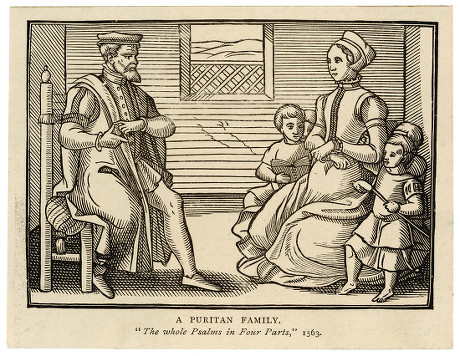 Puritan Family Father Sits Separately While Editorial Stock Photo ...