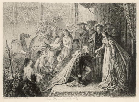 Christopher Columbus Presents Samples His Discoveries Editorial Stock ...