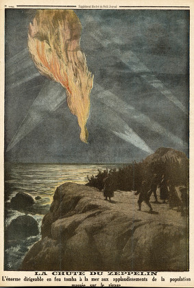 Massive Zeppelin Explodes Into Flame Over Editorial Stock Photo - Stock ...