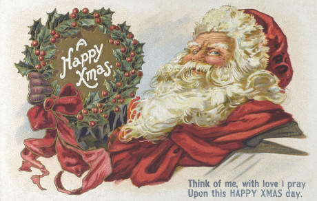 Jolly Father Christmas Holding Happy Xmas Editorial Stock Photo - Stock ...