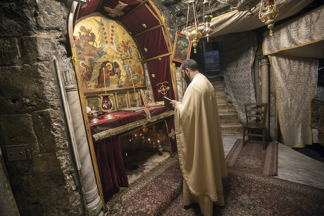 Christian Clergyman Prays Grotto Church Nativity Editorial Stock Photo ...