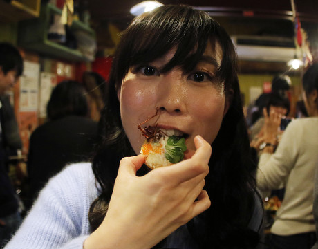 Woman Eats Canape Locust Christmas Party Editorial Stock Photo - Stock ...