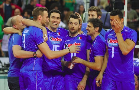 Members Italian Volleyball Team Celebrate Their Editorial Stock Photo ...