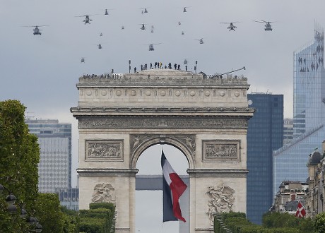 French Military Helicopters Fly Over Champs Editorial Stock Photo ...
