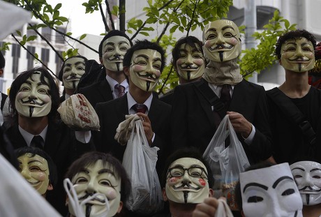 Japanese Anonymous Members Pose Photographers During Editorial Stock ...