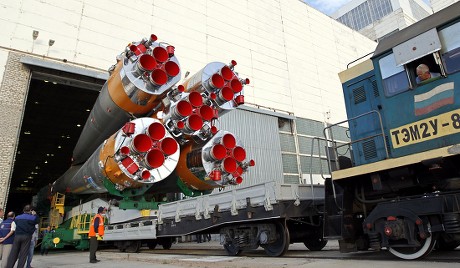 Train Moves Soyuz Tma04m Rocket Booster Editorial Stock Photo - Stock ...