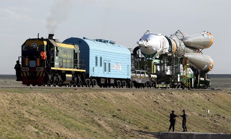 Train Moves Soyuz Tma04m Rocket Booster Editorial Stock Photo - Stock ...