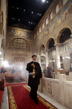 Egyptian Coptic Bishop Leads Prayer During Editorial Stock Photo ...