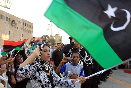 Libyan Woman Salutes While Listening National Editorial Stock Photo ...