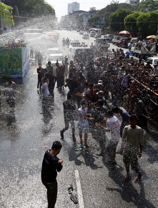 Myanmar People Participate Songkran Festival Celebrations Editorial ...