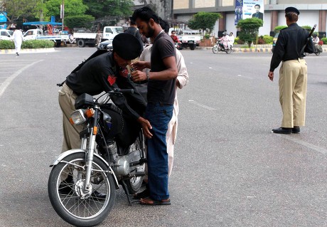 Pakistani Security Official Checks Man Checkpoint Editorial Stock Photo ...