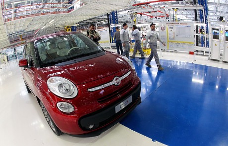 Workers Walk Behind Fiat 500 L Editorial Stock Photo - Stock Image ...