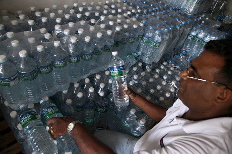 Worker Busy Stacking Packed Bottles Potable Editorial Stock Photo ...