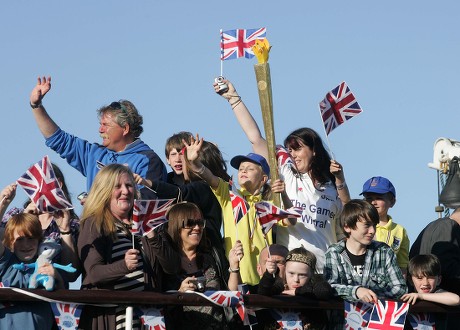 Crowds Await Arrival Olympic Torch Carried Editorial Stock Photo ...