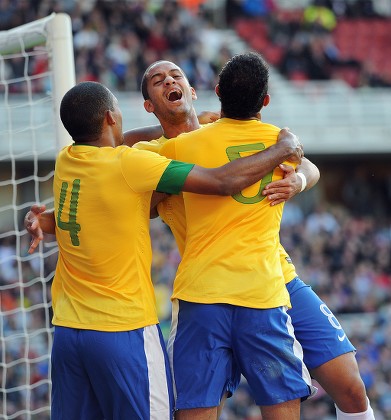 Brazils Romulo C Congratulates Goalscorer Sandro Editorial Stock Photo ...