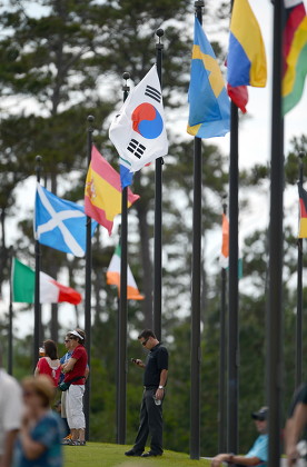 Golf Patrons Stand Under Flags Several Editorial Stock Photo - Stock ...