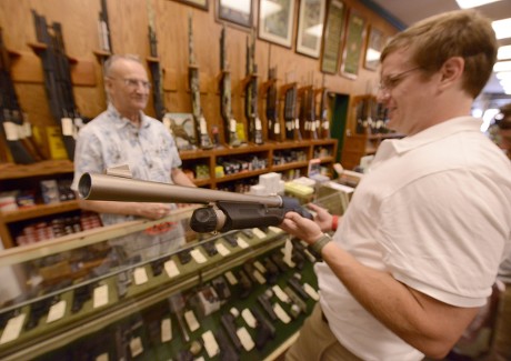 Salesman Jack Riddle L Shows Shotgun Editorial Stock Photo - Stock ...