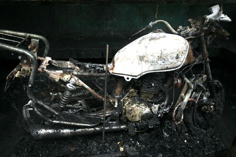 Burnt Motor Bike Seen Disaster Site Editorial Stock Photo - Stock Image ...