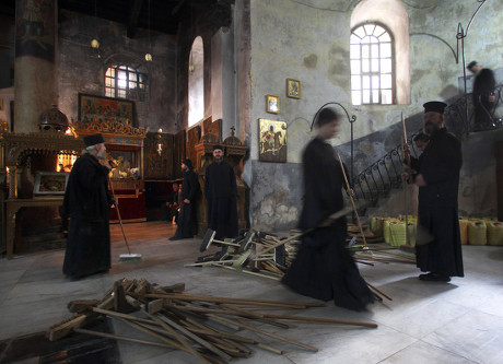 Greek Orthodox Clergy Selecting Their Brooms Editorial Stock Photo ...