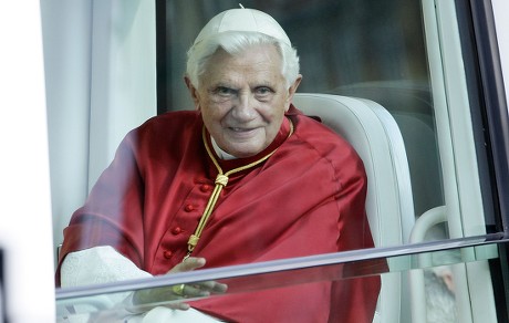 Pope Benedict Xvi Smiles Inside Popemobile Editorial Stock Photo ...