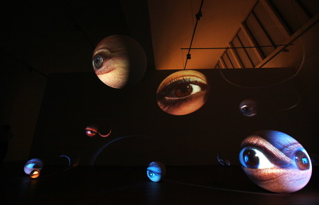 Giant Eyes Projected On Sculptural Objects Editorial Stock Photo ...