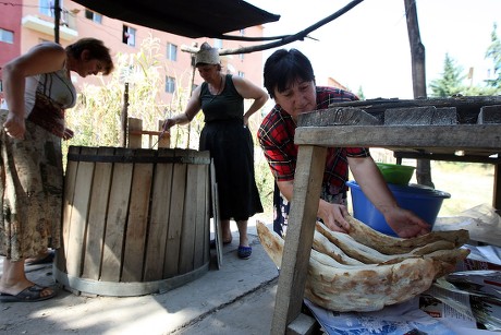 Georgian Refugees South Osseetia Bake Bread Editorial Stock Photo ...