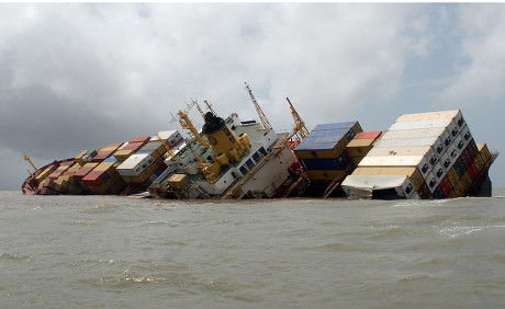 Tilted Cargo Ship Msc Chitra After Editorial Stock Photo - Stock Image ...