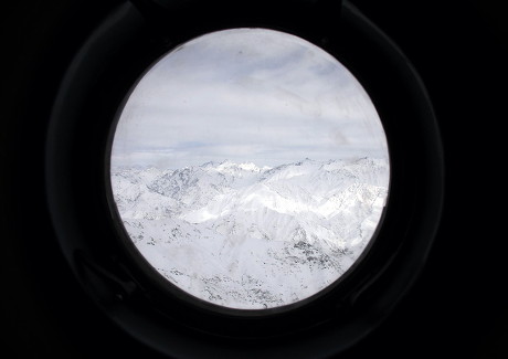 View Snowcovered Mountains Through Window Helicopter Editorial Stock ...