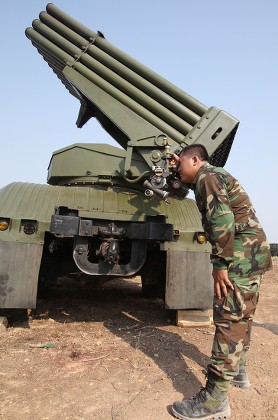 Cambodian Soldier Inspects Bm21 Multiple Rockets Editorial Stock Photo ...