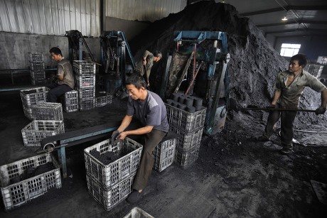 Chinese Worker Stores Briquettes Coal Briquette Editorial Stock Photo ...