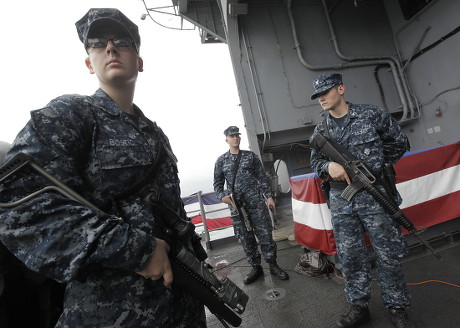 Us Navy Sailors Stand Guard On Editorial Stock Photo - Stock Image ...