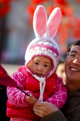 Young Girl Wearing Rabbits Ears Poses Editorial Stock Photo - Stock ...