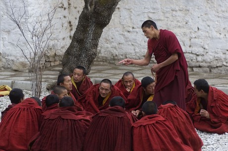 Tibetan Monks Gather Debate Scriptures Sera Editorial Stock Photo ...