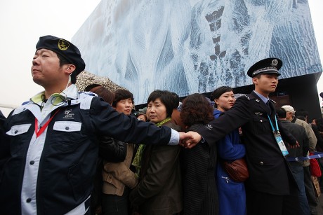 Security Guards Control Crowd Visitors Queue Editorial Stock Photo ...