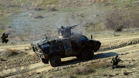 Macedonian Army Soldiers Armored Vehicle Advance Editorial Stock Photo ...